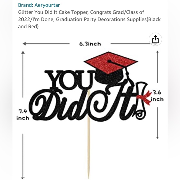 Party Supplies | Redblack Graduation Cake Topper | Poshmark
